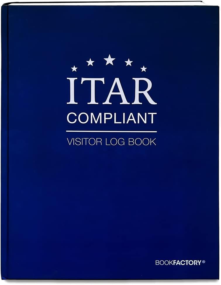ITAR Visitor Log Book/Visitor Register/Guest Sign-in - 100 Pages, 8" x 10" Soft Touch Hardbound ...