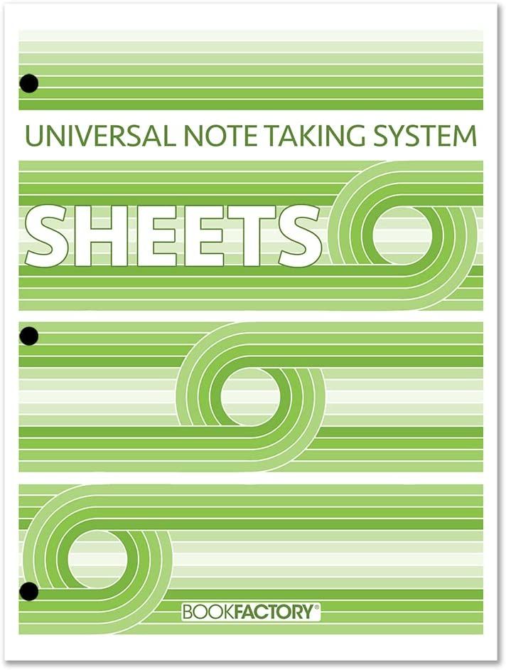 Universal Note Taking System (Cornell Notes) - 100 Loose Sheets