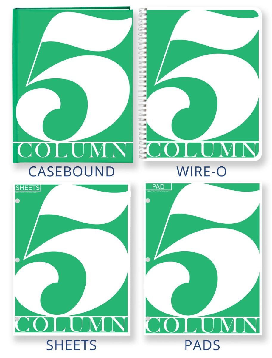 5 Column Columnar Logs - You Choose the Style You Want, Casebound or ...