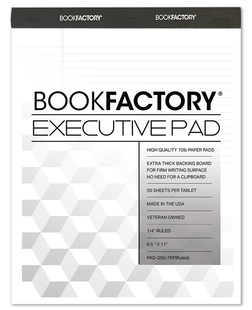 BookFactory Executive Pad/Ultra Premium Note Pad College Ruled Ledger ...