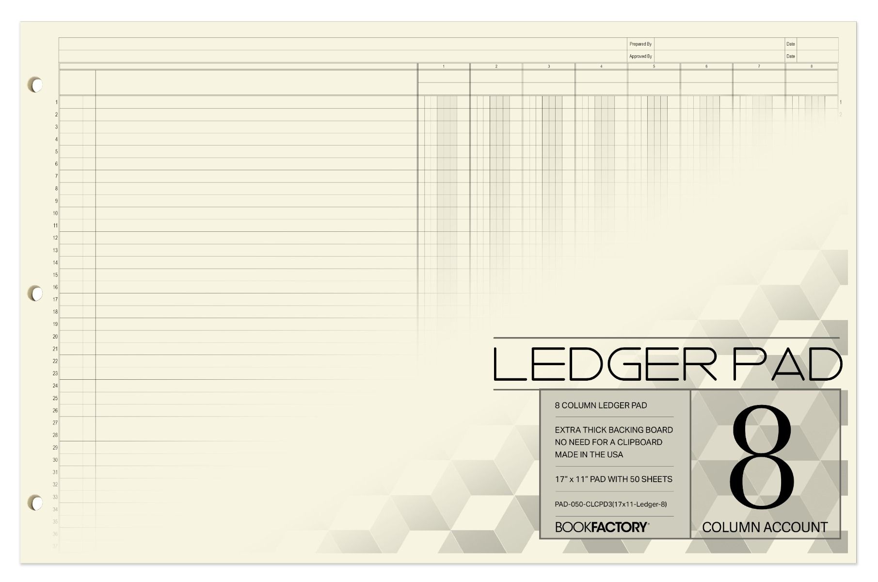 Bookfactory Ledger Pad Large 8 Column Accounting Ledger Columnar Eight