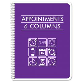 BookFactory 6 or 12 Column Appointment Book 8 1/2" x 11" - 100 Pages 6 ...