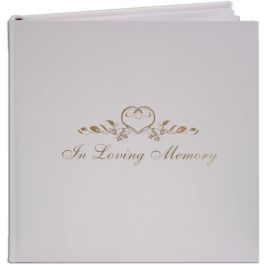 Premium Leather Funeral Guest Book â€œIn Loving Memory" White Leather ...