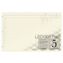 BookFactory Ledger Pad/Large 5 Column Accounting Ledger Columnar (Five ...