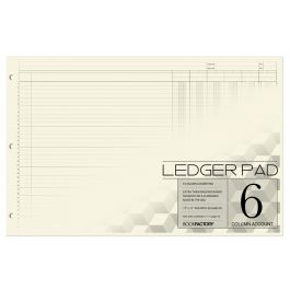 BookFactory Ledger Pad/Large 6 Column Accounting Ledger Columnar (Six ...