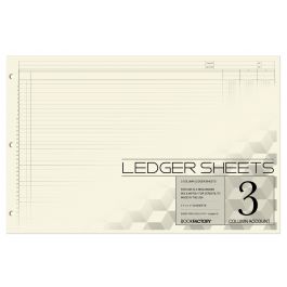 BookFactory Ledger Sheets/Large 3 Column Accounting Ledger Columnar ...