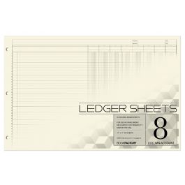 BookFactory Ledger Sheets/Large 8 Column Accounting Ledger Columnar ...