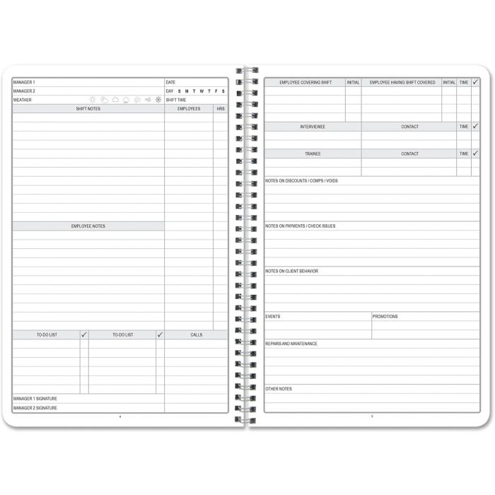 Manager Log Book Template