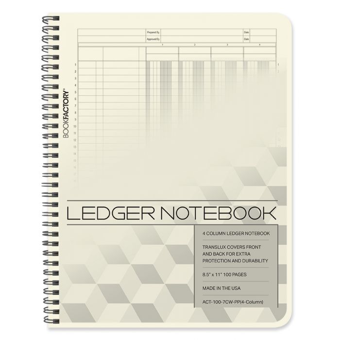 BookFactory Accounting Ledger Notebook/ 4 Column Accounting Ledger ...