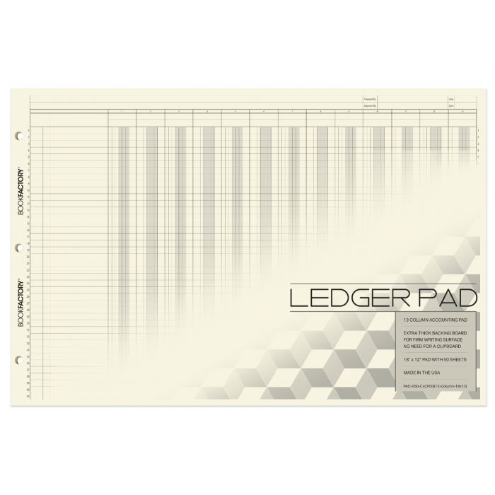 Ledger Pad/Large 13 Column Accounting Ledger Columnar (Thirteen Columns ...