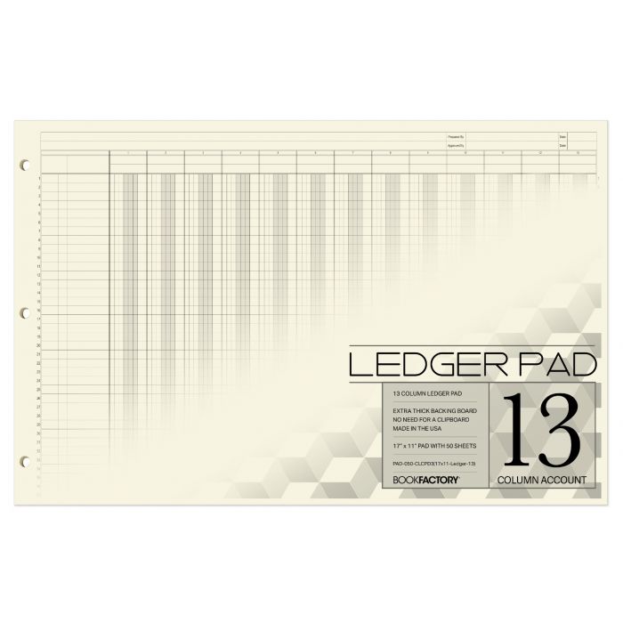 BookFactory Ledger Pad/Large 13 Column Accounting Ledger Columnar ...