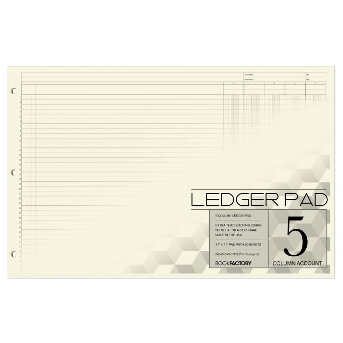 BookFactory Ledger Pad/Large 5 Column Accounting Ledger Columnar (Five ...