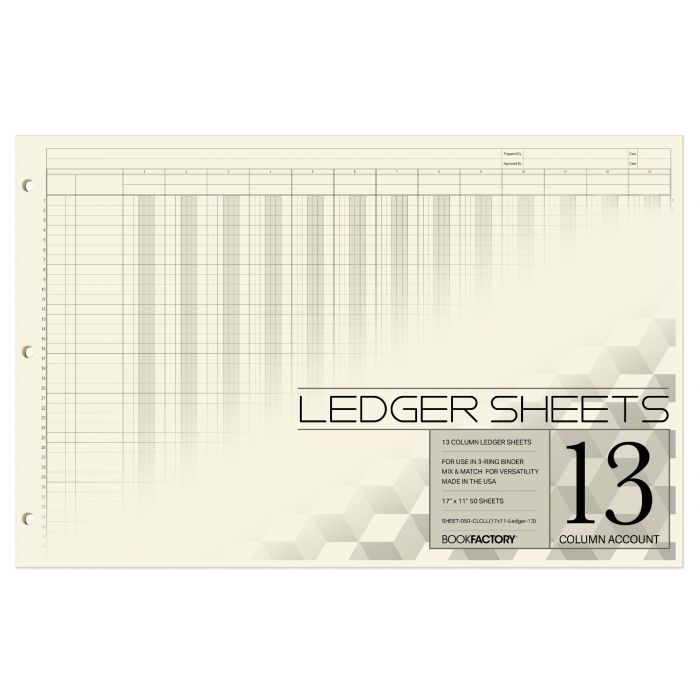 BookFactory Ledger Sheets/Large 13 Column Accounting Ledger Columnar ...